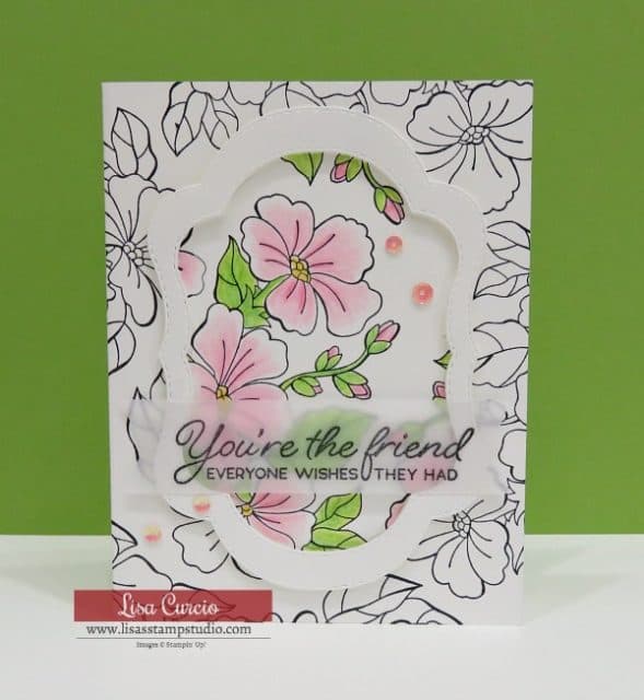 Stitched Frame Floral Card - Lisa's Stamp Studio