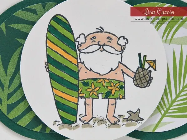 Quick and Easy Tropical Santa Card - Lisa's Stamp Studio
